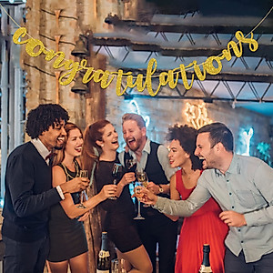 Halawawa Gold Glitter Congratulations Banner, Congrats Graduation/Wedding/Anniversary/Bridal Shower/Engagement/Retirement Party Decorations, Ceremony Party Supplies