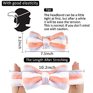 AMCAMI Bow Spa Makeup Headbands for Women Coral Fleece Hairlace Non-Slip SPA Headband for Women Turban Bowknot Headbands for Washing Face