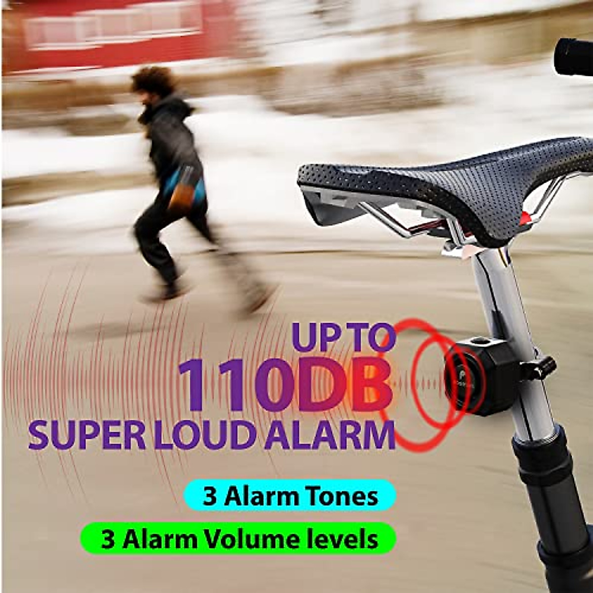 Fosmon USB-C Rechargeable Bike Alarm with Remote, IP55 Waterproof Wireless 110dB Loud Anti-Theft Vibration Motion Sensor Vehicle Tracker Alarm Security System for Bicycle, E-Bike, Motorcycle, Scooter