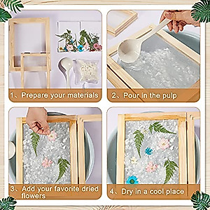 Honoson 3 Pieces Paper Making Wooden Paper Making Mould Papermaking Screen Kit 3 Size Frame for DIY Paper Craft (5 x 7 Inches, 7.5 x 9.8 Inches, 9.8 x 13 Inches)