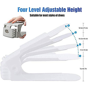 RISETEX Shoe Slots Organizer 12 Pack,Adjustable Shoe Stacker Space Saver, Double Deck Shoe Rack Holder Shoe Stack for Closet Organization,organizadores de zapatos,White (12, White)