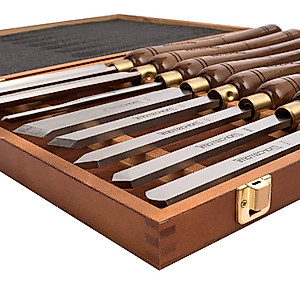IMOTECHOM 8-Pieces HSS Wood Turning Tools Lathe Chisel Set with Wooden Box