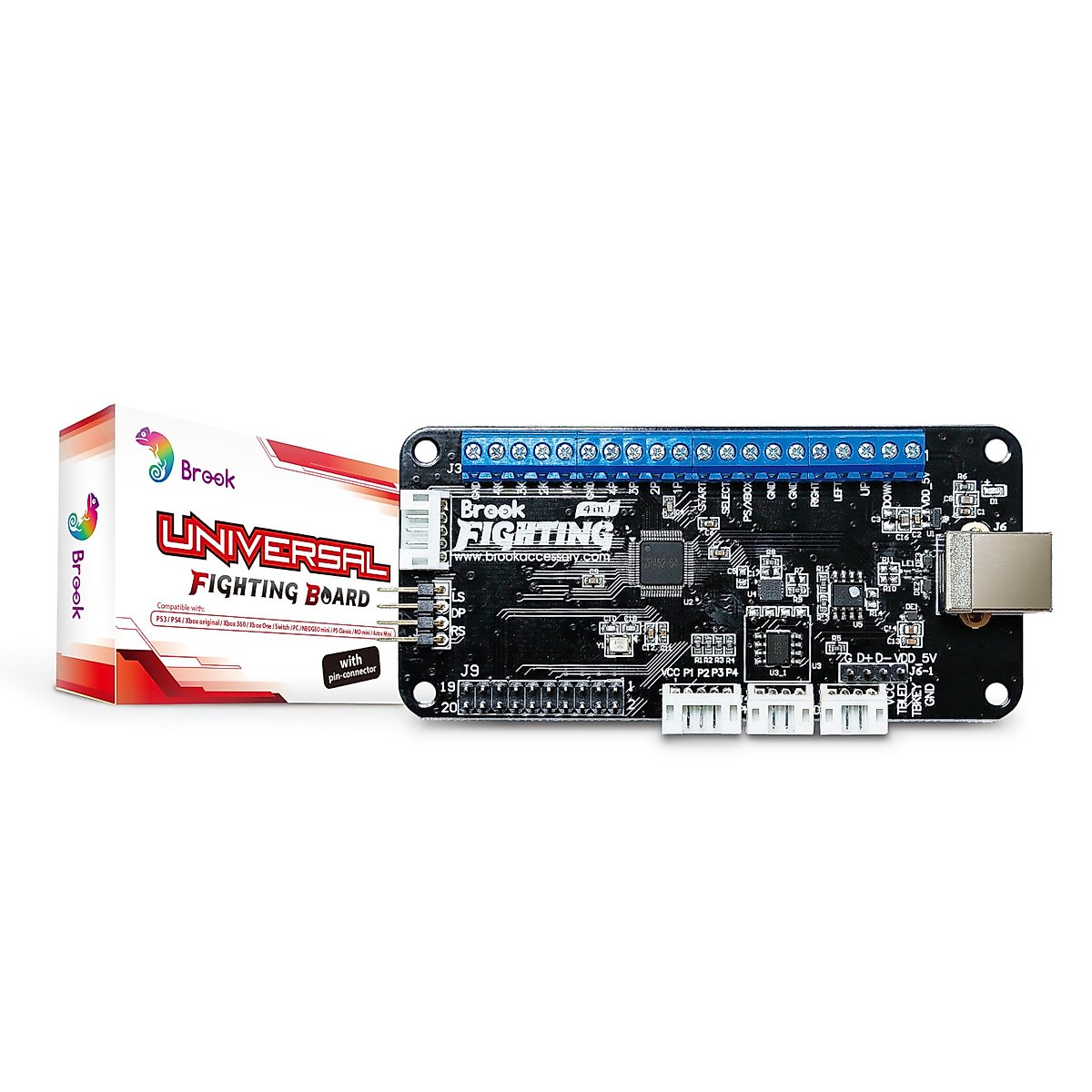 Brook Universal Fighting Board (UFB) - Pre-installed header version, Arcade Stick PCB For XB Series X/S, XB One, 360, PS4, PS3 Consoles and PC, Upgradable with UFB-UP5