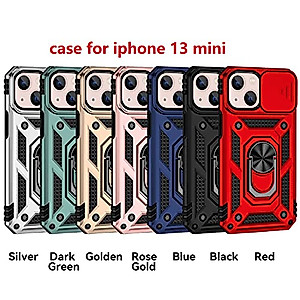 Hitaoyou iPhone 13 Mini Case, iPhone 13 Mini Case with Camera Cover & Kickstand Military Grade Shockproof Heavy Duty Protective Girls Women Boy Men Phone Case for iPhone 13 Mini 5.4'' Blue
