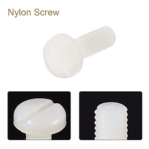 uxcell M4 x 12mm Nylon Machine Screws, Pan Head Slotted Screw Fasteners, 40pcs