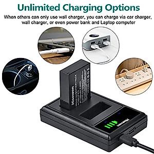 Hisewen LP-E12 Battery 2Pack, Dual USB Charger for Canon EOS M, EOS M2, EOS M10, EOS M50, EOS M50 Mark II, EOS M100, EOS M200, Rebel SL1, Powershot SX70 HS Digital Camera