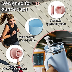 BOSOIRSOU 20 pcs Cup Accessories Set, 5 Square Silicone Leak-Proof Stoppers, 5 Round Leak-Proof Stoppers, 5 Straw Covers Boots, 5 Cup Sleeves for 40 oz Tumbler Bottom Protector Flask