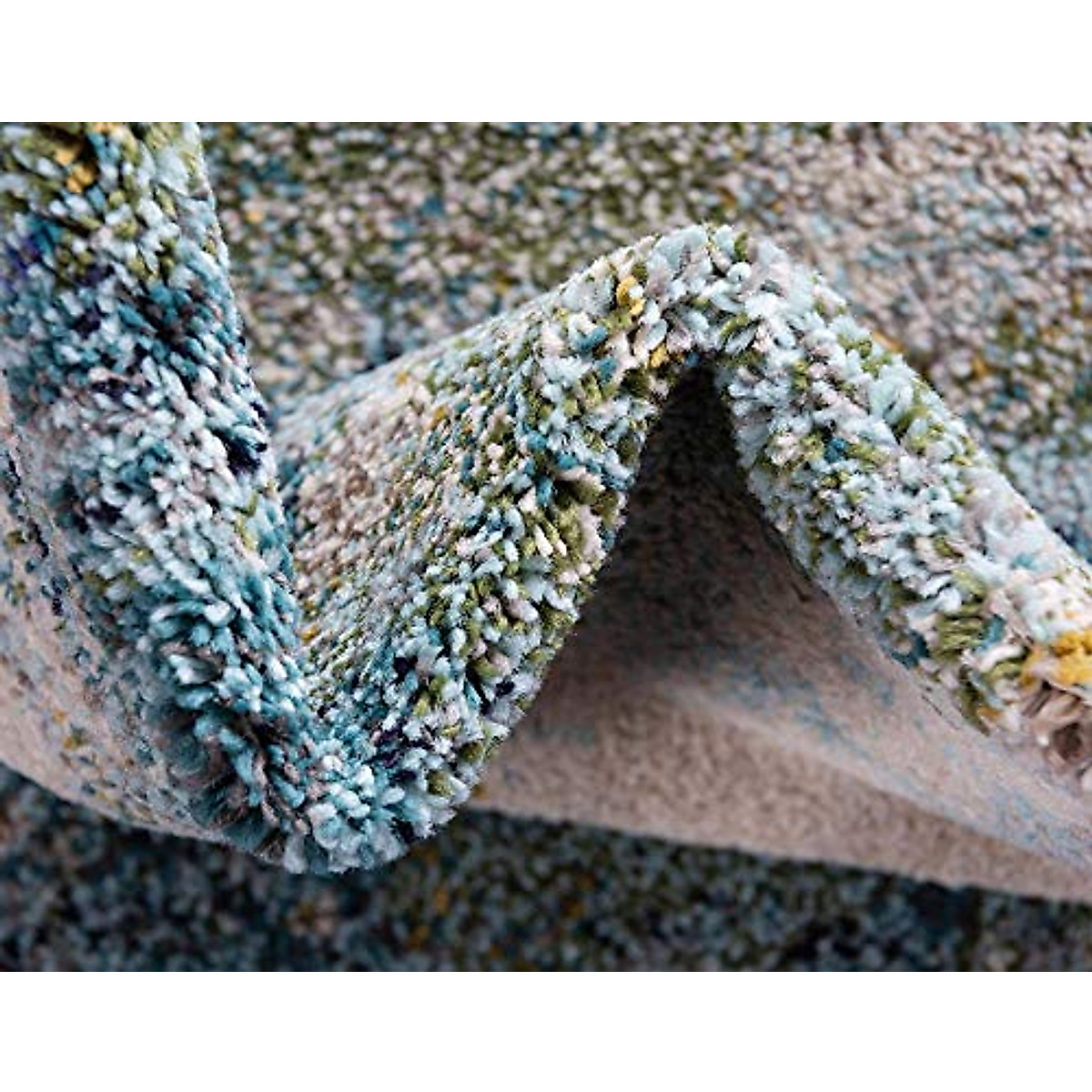 Unique Loom Chromatic Collection Modern & Vibrant Abstract Area Rug For Any Home Décor (8' 0 x 10' 0 Rectangular, Light Blue/ Beige)