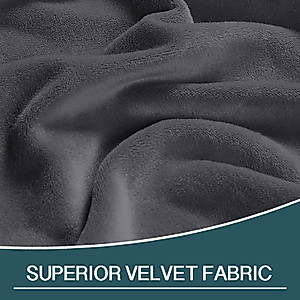 FantasDecor Chaise Lounge Velvet Luxury Covers for Living Room Indoor Stretch Slipcover for Chaise Lounge Ultra Soft Machine Washable, Grey