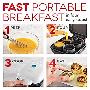 Dash DBBM450GBRD08 Deluxe Sous Vide Style Egg Bite Maker with Silicone Molds (1 large, 4 mini), Red & Mini Maker: The Mini Waffle Maker Machine - Red