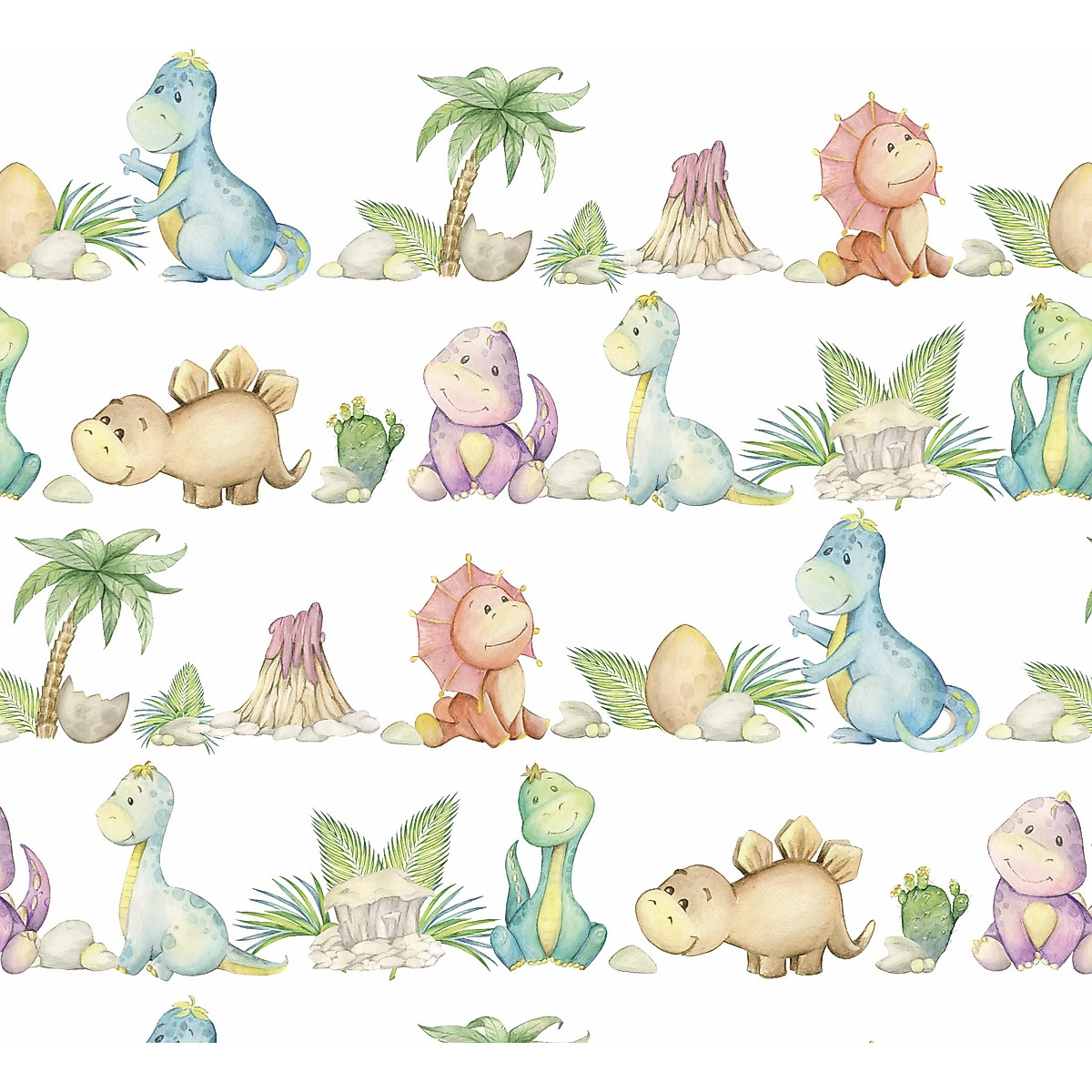 Stesha Party Dinosaur Baby Shower or Birthday Gift Wrapping Paper - Folded Flat 30 x 20 Inch (3 Sheets)