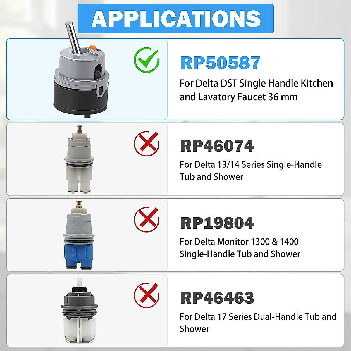 RP50587 Delta Cartridge Valve Replacement for DST Single Handle Kitchen and Lavatory Faucets Repair Parts Universal Delta Faucet Diamond Seal Technology Single Handle Valve Cartridge with Allen Wrench