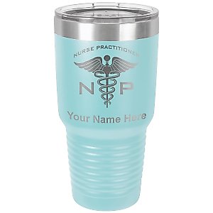 LaserGram 30oz Vacuum Insulated Tumbler Mug, NP Nurse Practitioner, Personalized Engraving Included (Light Blue)