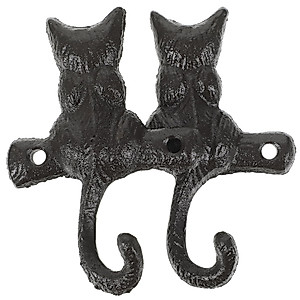 STOBAZA 2pcs European Classical Cast Iron Cat Hook Iron Hanging Hooks Cat Wall Hooks Metal Clothes Hanger Black Cat Hook Single Key Hook Vintage Wall Hooks Wall Mount Hook Animal Coat