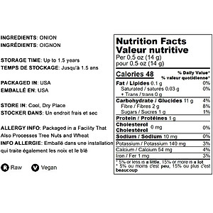 Food to Live Onion Powder, 8 Ounces - Finely Ground Dried Onions, Vegan, Rich Onion Flavor, High in Vitamin C, Dietary Fiber