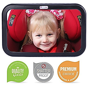 Innokids Baby Car Mirror for View Infant in Rear Facing Back Seat with Clear View Convex Shatterproof Glass (Black)