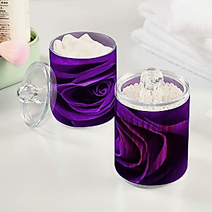 Blueangle 4PCS Purple Rose Qtip Holder Dispenser with Lids - Apothecary Jar Containers for Vanity Organizer Storage - Plastic Food Storage Canisters（993）