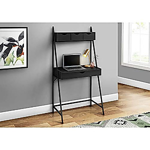 Monarch Specialties 7330 Computer Desk, Home Office, Laptop, Leaning, Storage Drawers, 32" L, Work, Metal, Laminate, Black, Contemporary, Modern Desk-32, 31.5" L x 19" W x 61.25" H