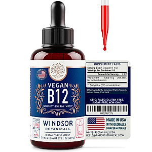 Vegan Vitamin B12 Liquid - Max Strength B12 Vitamins 5000 mcg Methylcobalamin Supplement - Liquid Vitamin B12 Sublingual Drops - Liquid B12 Vitamins Mood, Energy Support - Citrus Flavor B 12, 2oz