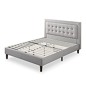 Zinus Dachelle Upholstered Platform Bed Frame / Mattress Foundation / Wood Slat Support / No Box Spring Needed / Easy Assembly, Queen