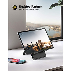 Lamicall Adjustable Tablet Stand Holder - Foldable Desktop Stand Charging Dock for Desk Compatible with iPad Air Mini Pro 9.7,12.9, Phone 12 Mini 11 XS Max XR X Plus S10 S9 S8 Smartphones (4-13”)