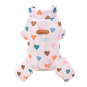 SMALLLEE_LUCKY_STORE Pet Sweet Hearts Winter Coat Snowsuit Jacket Jumpsuit for Small Dogs Cats Waterproof Windproof Puppy Chihuahua Yorkie Fleece Lined Warm Cold Weather Clothes,Pink,L