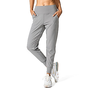 G Gradual Women's Joggers High Waisted Yoga Pants with Pockets Loose Leggings for Women Workout, Athletic, Lounge (Light Grey, Small)