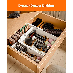 Brigii Drawer Dividers 4 Pack, Adjustable Separators 4" High Expandable from 11-17", for Bedroom, Closet, Kitchen Storage