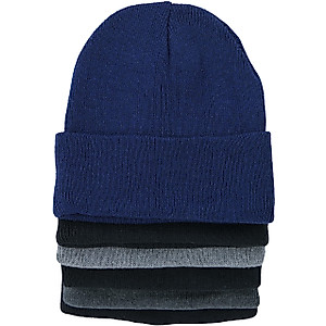 ToBeInStyle Men’s Pack of 6 Double Layered Winter Warm Basic Beanies - Assorted Colors