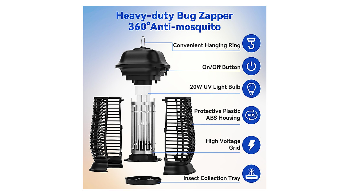 20W Electric Bug Zapper for Indoor & Outdoor Protection