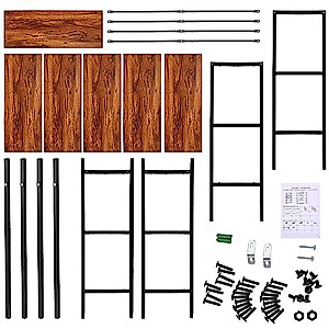 Aceshin 6 Tier Bookcase, Solid Wood Bookshelf Rustic Vintage Industrial Bookcase, Metal and Wood Vintage Bookshelf (6 Tier)