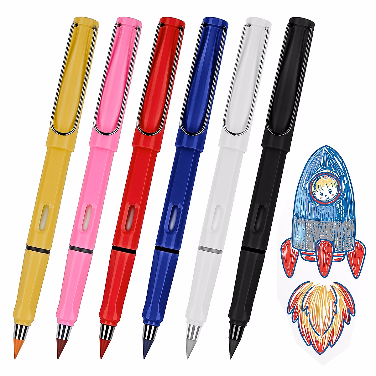 H.MARO 12 COLORS infinity Pencils Magic pencils, Everlasting Pencil with Eraser, Technology Pencil for Home Office School (12 Colors Pencils + 12 Erasers) (12 PCS COLORS)