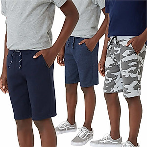 Lee Youth Boys' Sweat Shorts Athletic Casual Jogger Shorts & Pockets, Performance Activewear 3-Pack Age 10 to 12 Years Navy Camo