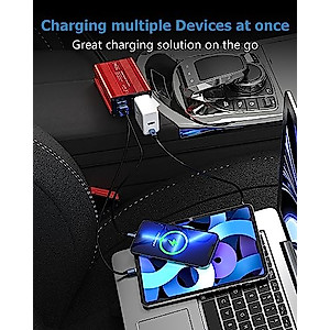 FOVAL 150W Car Power Inverter 12V DC to 110V AC Converter Vehicle Adapter Plug Outlet with 3.1A Dual USB Car Charger for Laptop Computer
