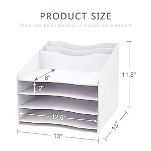 SONGWAY Desk File Organizer and Accessories Storage - Desktop Organizer with Horizontal and Vertical File Folder Holders, Letter Mail Sorter, 4 Tier Paper Organizer for Desk Home Office School