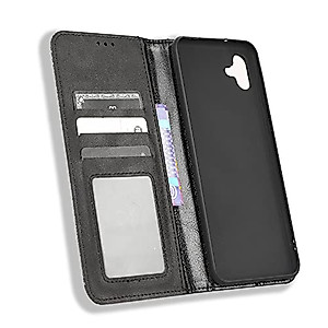 for Samsung Galaxy A04 Magnetic Buckle Vintage Leather Case with Kickstand Card Holder Slot All-Round Protection Phone case Anti-Drop for Samsung A04 Galaxy A 04 (Black,Samsung Galaxy A04)