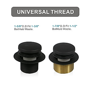 Black Bathtub Drain Tip-Toe Single Hole,Welsan Tub Drain Trim Set Conversion Kit Assembly, Coarse Thread Replacement Trim Kit with 1-Hole Overflow Faceplate Includes an Adapter, Matte Black