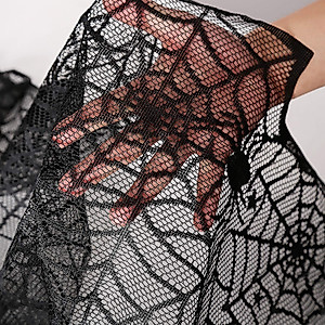 B-COOL Halloween Table Runners Lace 2 Packs Black Spider Web Linens Polyester Gathering Gothic Festival Fabric Decoration 18x72inch