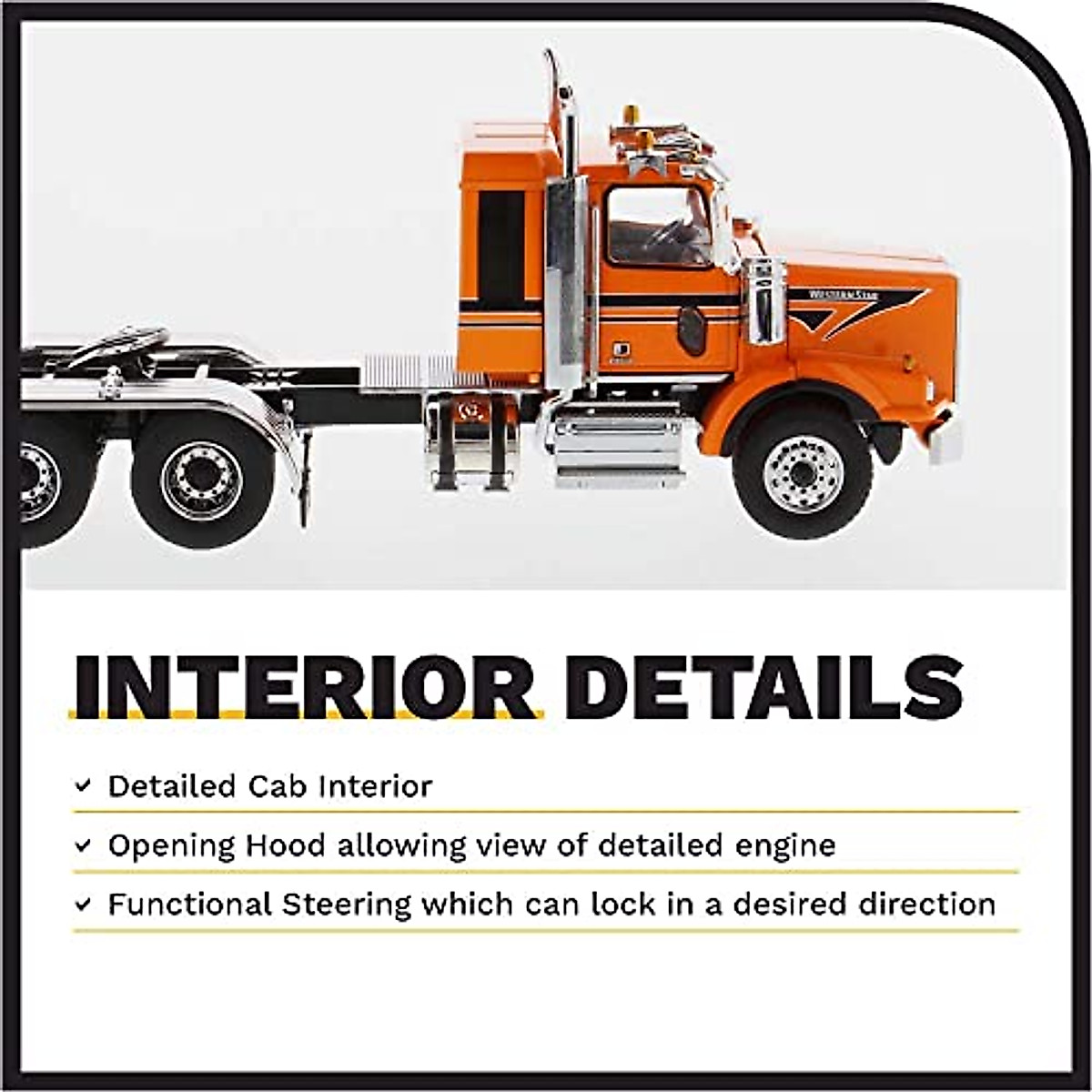 Diecast Masters Western Star 4900 SB Sleeper Tandem Tractor | Real Truck Specifications | 1:50 Scale Model Semi Trucks | Diecast Model by Diecast Masters 71063