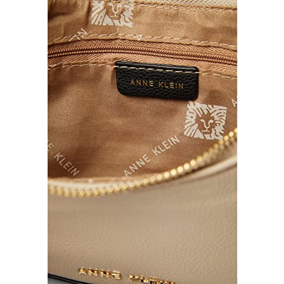 Anne Klein Color Blocked Crescent Crossbody, Stone/Black