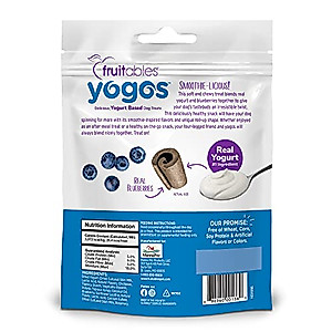 Fruitables Real Yogurt Treats – Roll-Up Dog Treats – Blueberry Flavor – Natural Ingredients – 12 Ounces