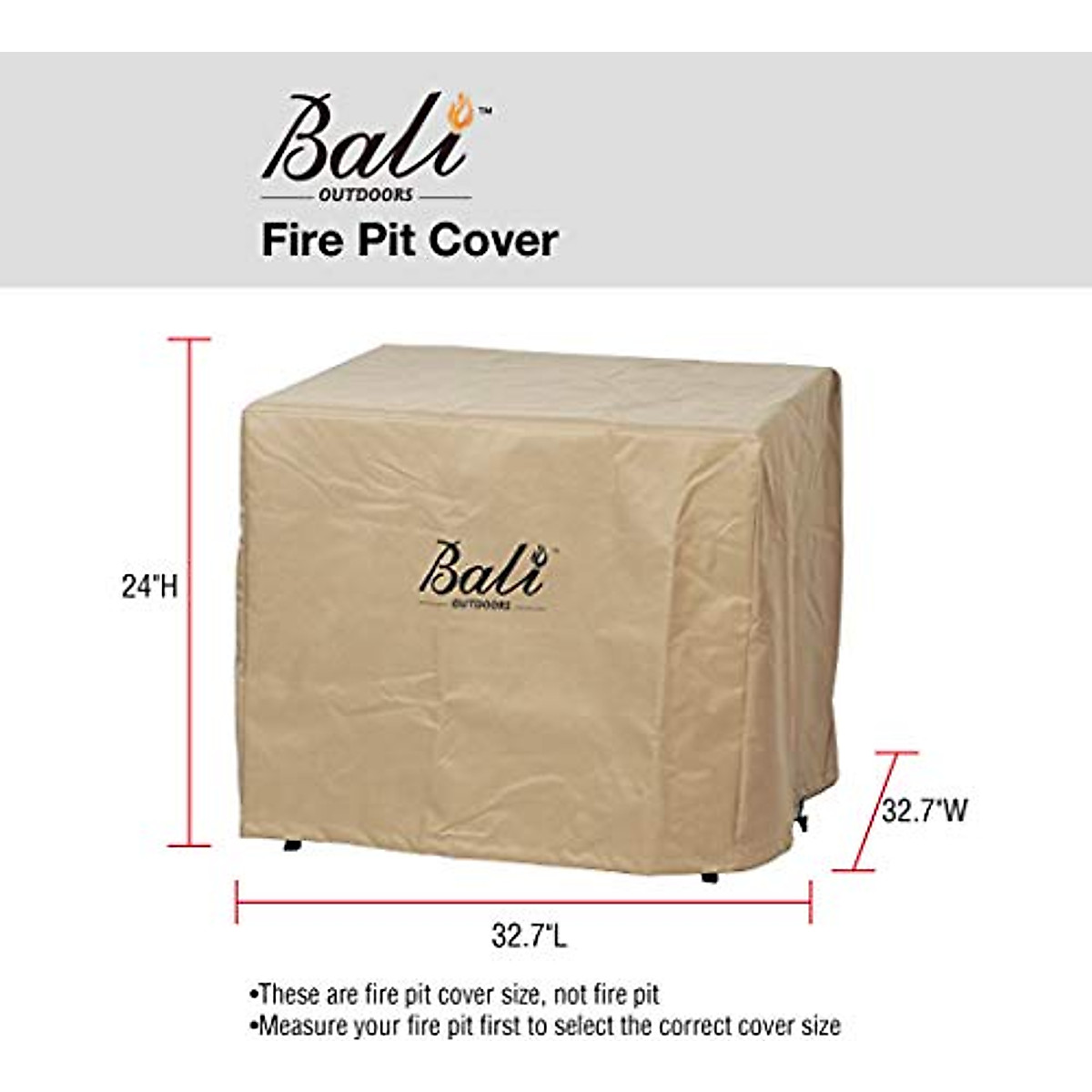 BALI OUTDOORS Outdoor Cover Square Fire Pit Covers (32.7''*32.7''*24'')