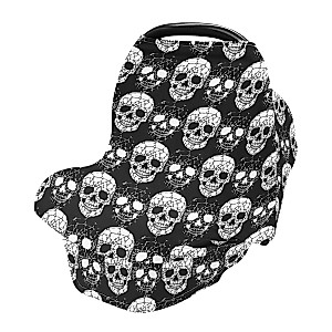 Nursing Cover Breastfeeding Scarf Gothic Skull- Baby Car Seat Covers, Stroller Cover, Carseat Canopy (n)