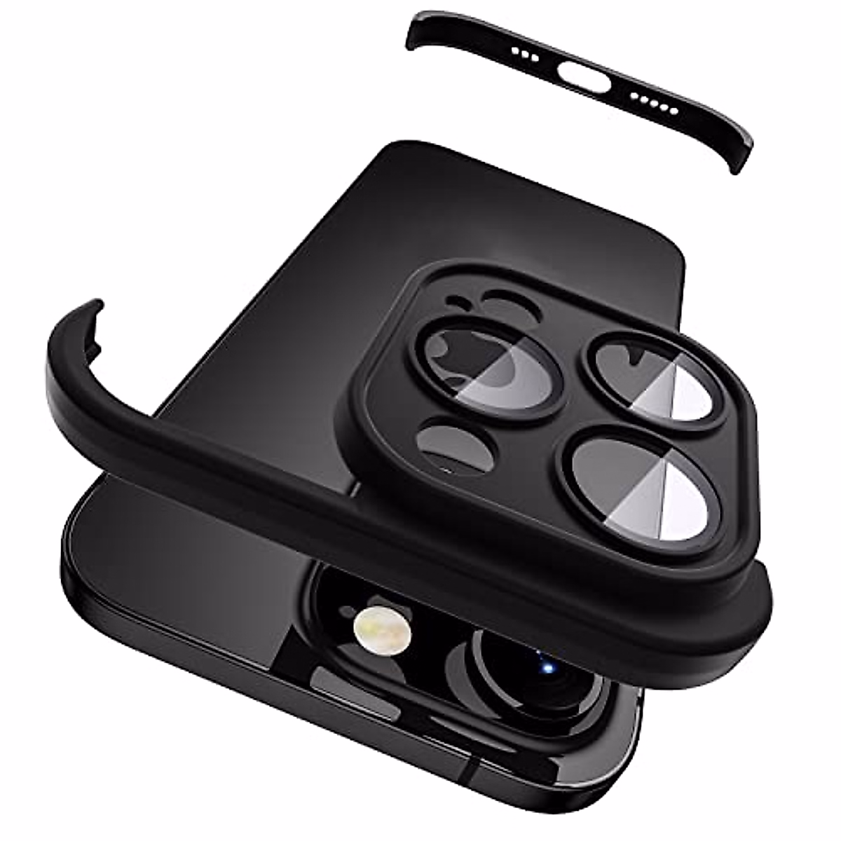 Hoerrye for iPhone 13 Pro Max Camera Lens Protector with Silicone Bumper, Frameless Slim/Ultra-Thin Lightweight Case,HD Tempered Glass Camera Screen Protector Cover Film Accessories,Black