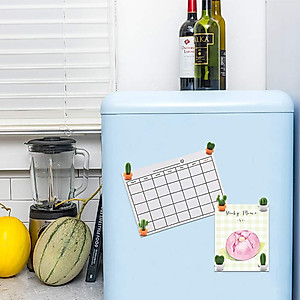 OYEFLY 12pcs Cute Succulent Plant Magnetic Refrigerator Magnets Cute Home Decor Refrigerator Stickers Creative Notice Message Magnetic Stickers Gift (White+Orange)