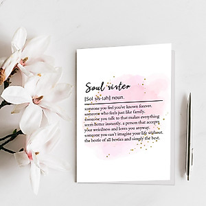 Qiliji Soul Sister Definition Birthday Card, Bestie Birthday Card Gift, Funny Birthday Card for Best Friend, Friendship Birthday Card