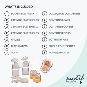 Motif Medical, Duo, Portable Double Electric Breast Pump, Easy, On-The-Go Pumping, Ideal for Travel Moms