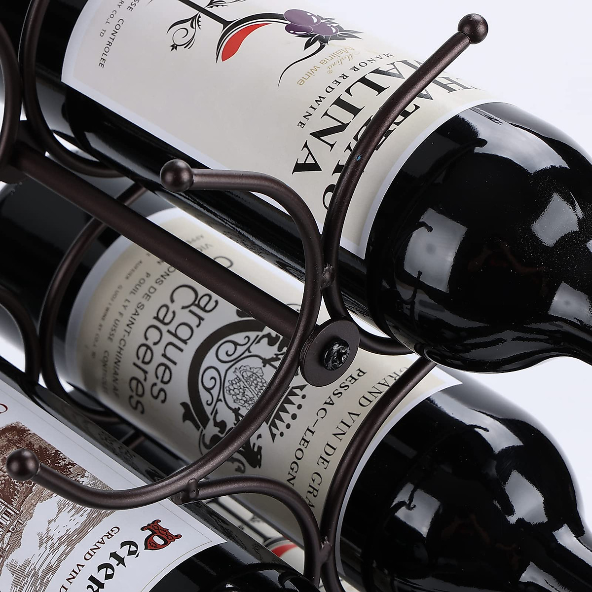 SCDGRW Wine Racks Countertop, 9 Bottles Wine Holder for Wine Storage, Small Wine Rack, Modern Black Metal Wine Holder Stands, Wine Storage for Pantry, Bar, Cabinet, No Assembly Required