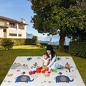 LuckyDove Baby Play Mat,Reversible Foldable Playmat,Portable Extra Large Thick Foam Crawling playmat for Infants,Babies,Toddlers,Indoor Outdoor Use,BPA Free Play Mat for Baby(with Travel Bag),78"*71"