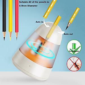 Skynow Rechargeable Pencil Sharpener,Fully Automatic Electric Sharpener for Kids,Teachers,Students,Engineers;Fast Sharpening Dont Need Holding Pencils,Ideal for Short Pencil Save Pencils.